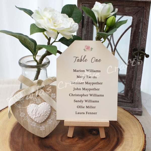 Personalised wedding table plan individual card... - Folksy