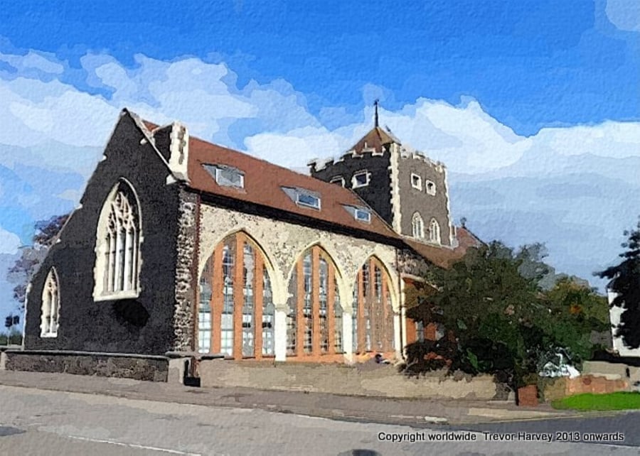 ACEO Collector Art - All Saints Church, Swanscombe - Folksy