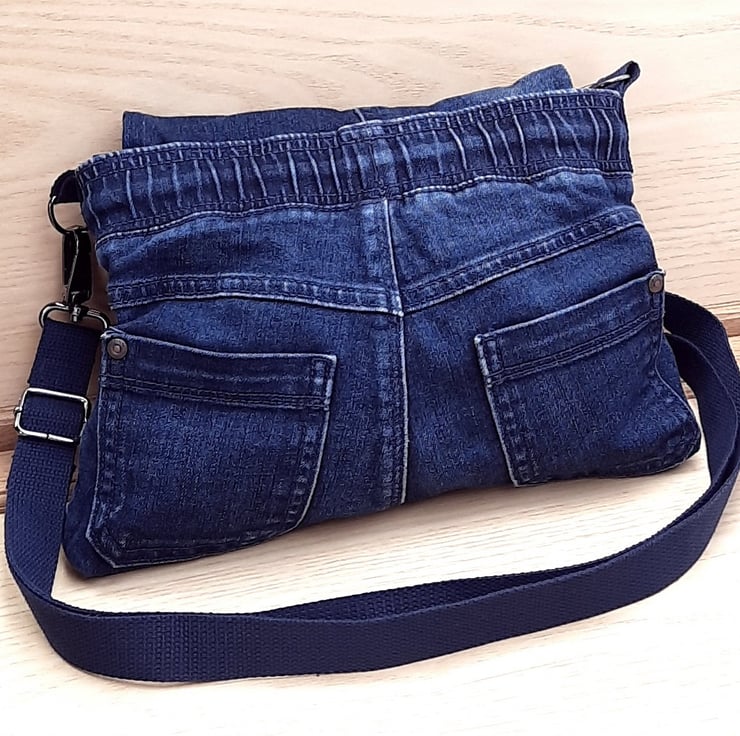 Dark Blue Denim Cross Body Bag with Night Star ... - Folksy
