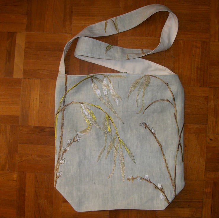 Linen Shoulder Bag In Willow Design - Folksy