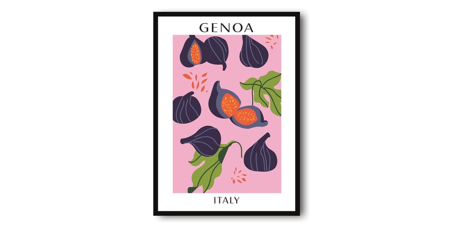 Genoa Travel Poster, Abstract Fruit Poster, Fig... - Folksy