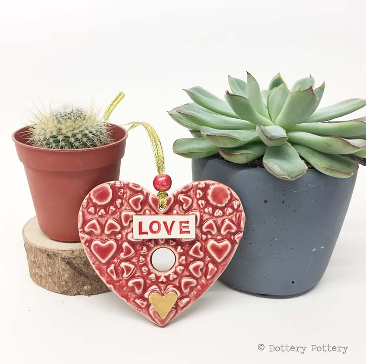 Pottery decoration Love Heart Ceramic heart Va... - Folksy