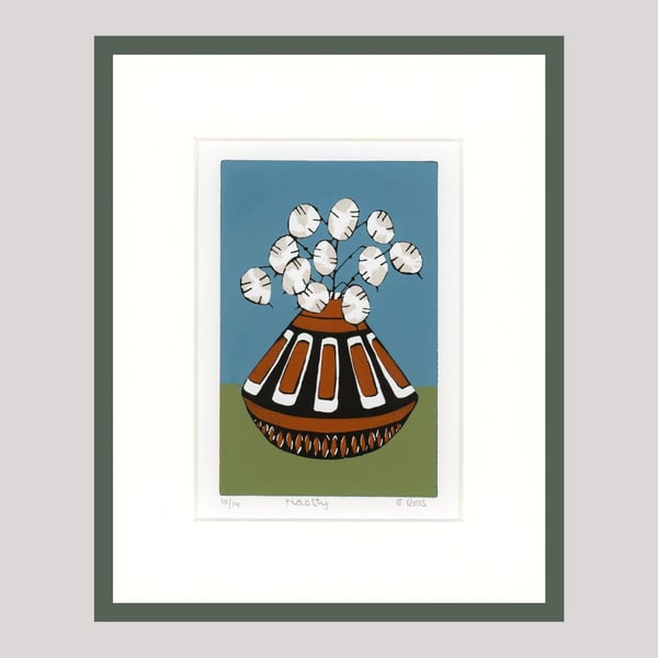 Lino Print, Honesty Print, Seed Head Print, Lun... - Folksy