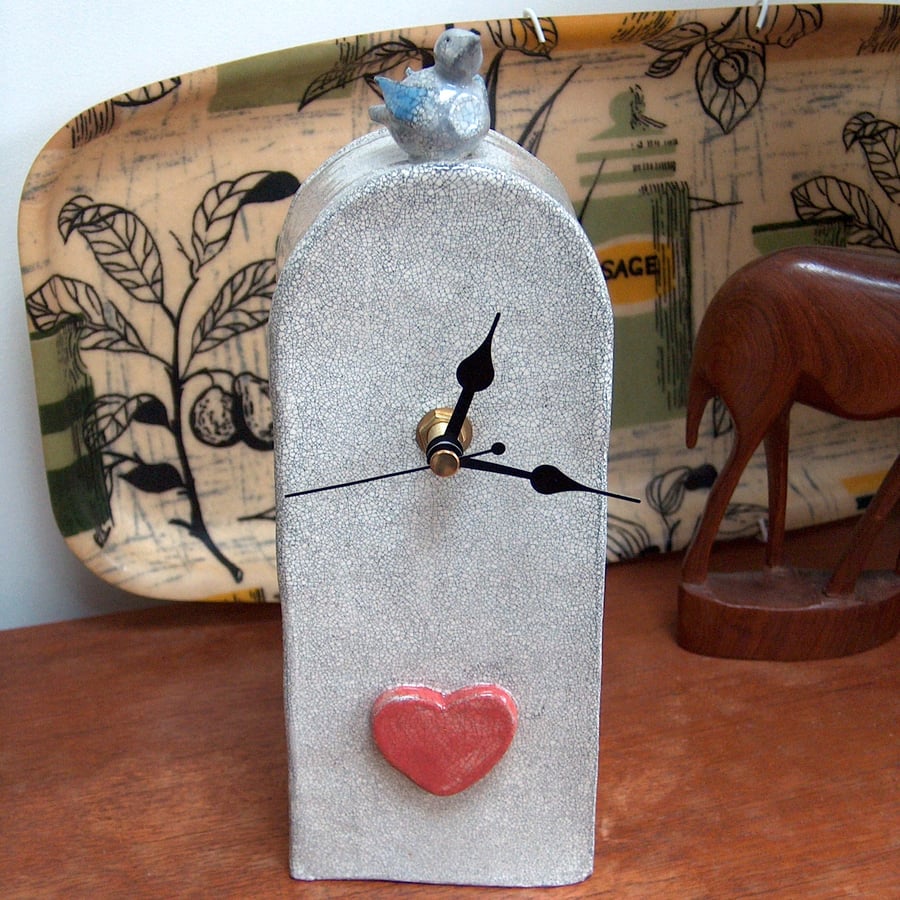 Little Bird Ceramic Mantle Clock - Folksy