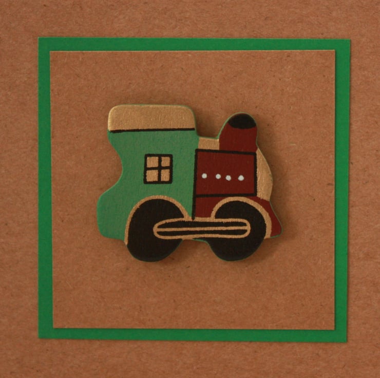 Handmade birthday card - little green train - Folksy