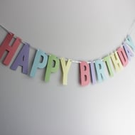 Pastel Happy Birthday Banner - Folksy