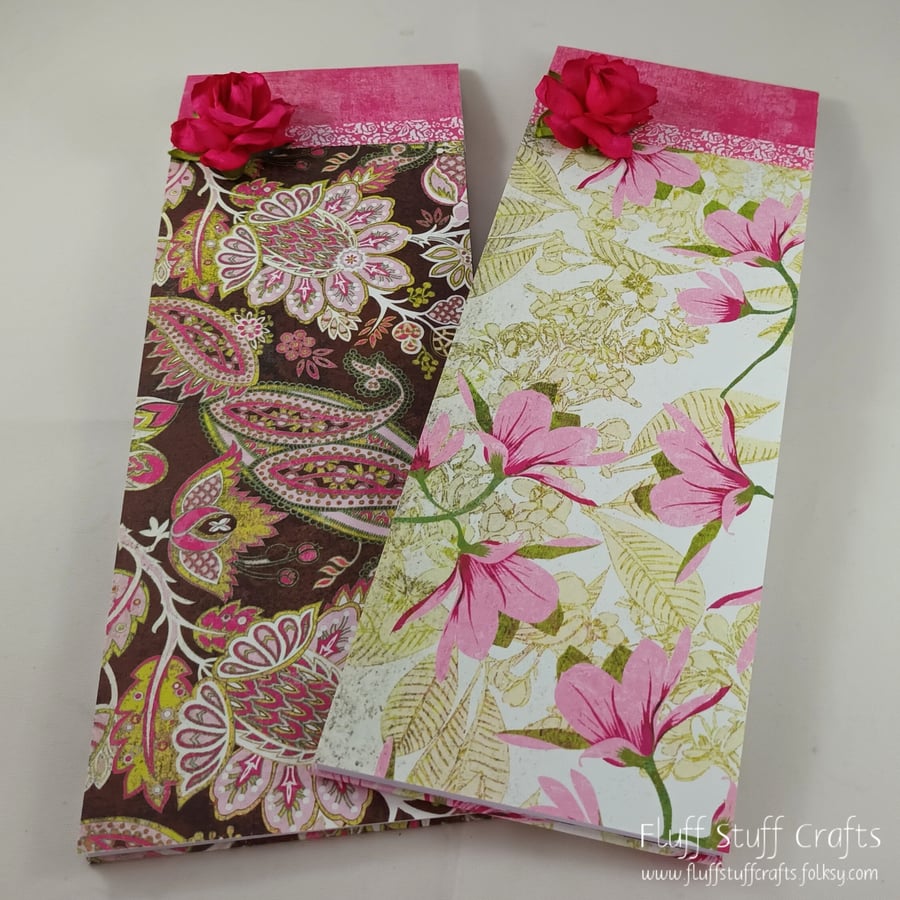 Pack of two lined notepads with floral covers - Folksy