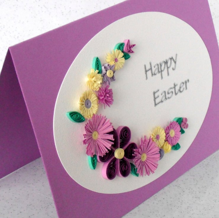 Quilled Easter greeting card, with paper quilli... - Folksy