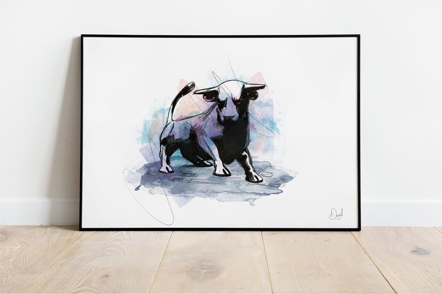 Bullring Bull Art Print, Birmingham Illustratio... - Folksy