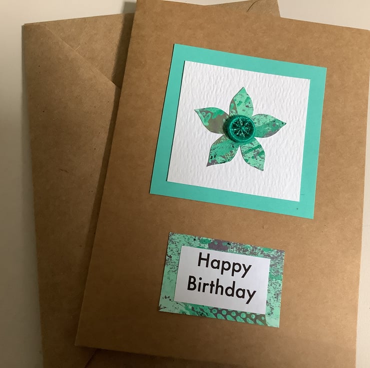 Handcrafted Birthday Card embellished with a Do... - Folksy