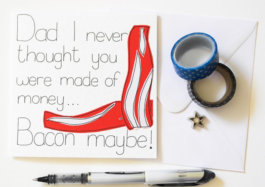 Greeting card for Dad, Bacon lover Dad birthday... - Folksy