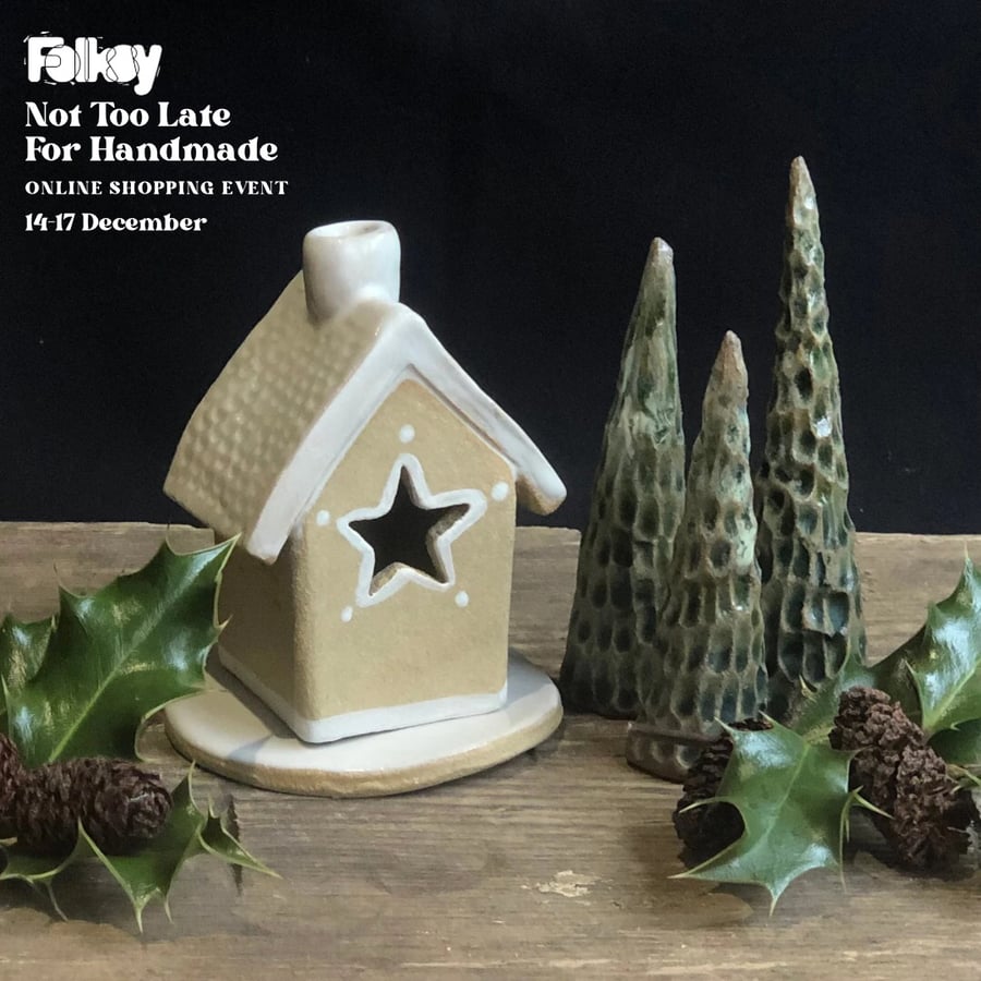Small gingerbread star house incense burner wit... - Folksy