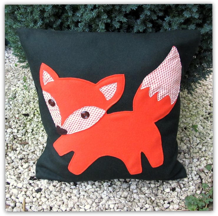 Whimsical Fox Cushion, 43cm x 43cm, complete w... - Folksy