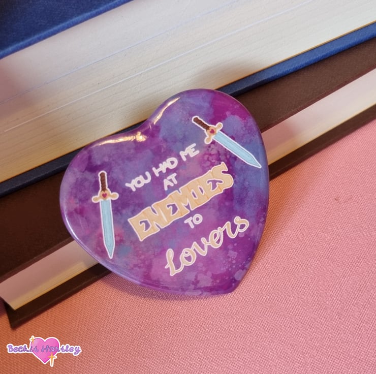 Enemies To Lovers Heart Button Badge - Button B... - Folksy