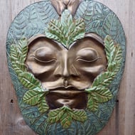 Gaia spirit, green and gold, wall hanging - Folksy