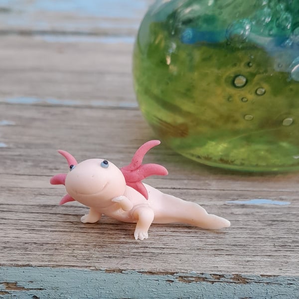 Axolotl cute figurine, salamander miniature figure - Folksy