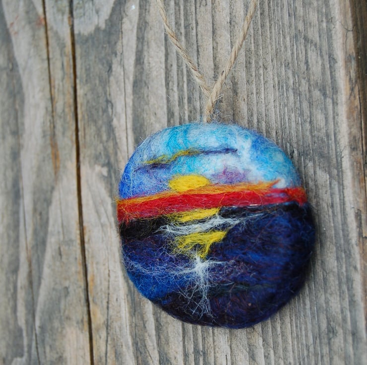 Sunrise decoration, needlefelt hanging decorat... - Folksy