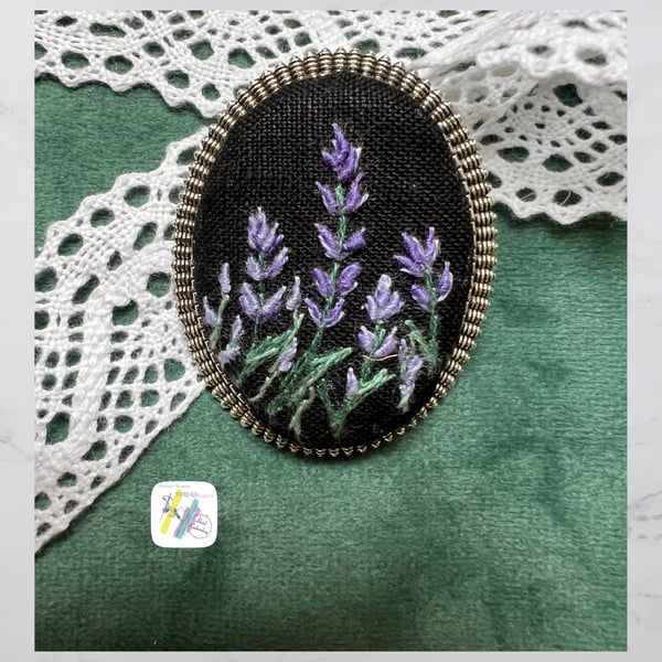 Hand Embroidered Brooch, antique silver vintage... - Folksy