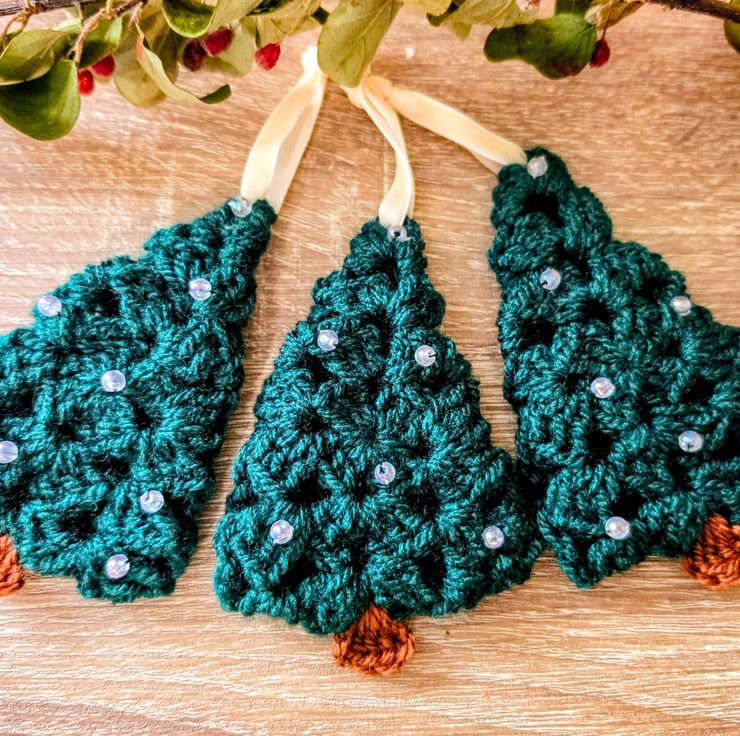 Crochet Granny Square Christmas Trees – Set of 3 - Folksy