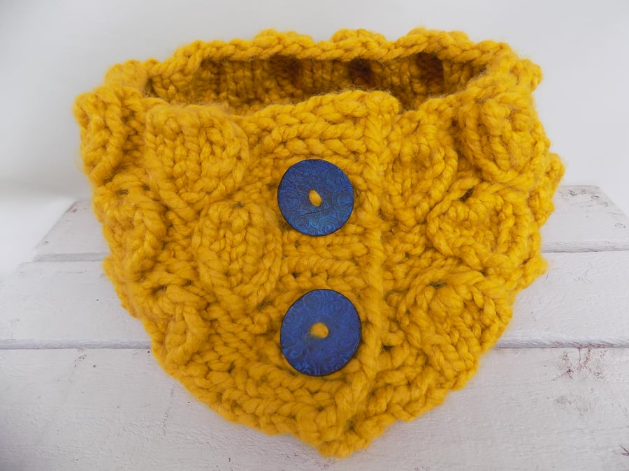 Cowl Chunky Hand knitted Cable Button Up Cowl M... - Folksy