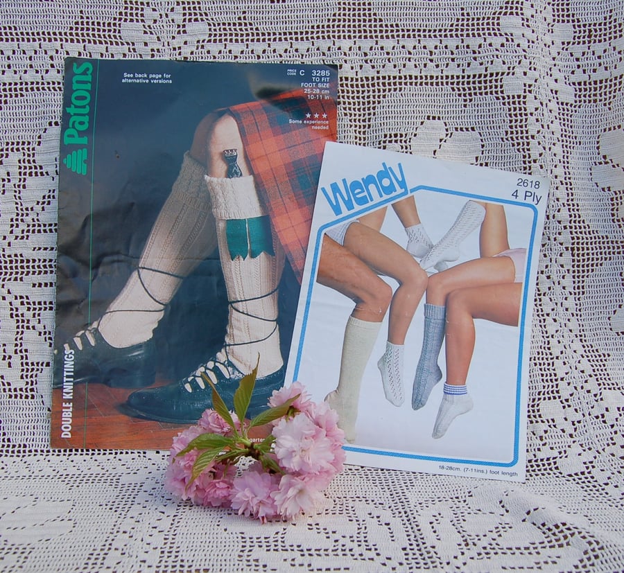 Knitting patterns for socks. 2 vintage leaflets... - Folksy