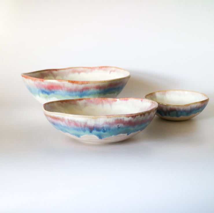 Raspberry Ripple Organic Nesting Bowls - Folksy