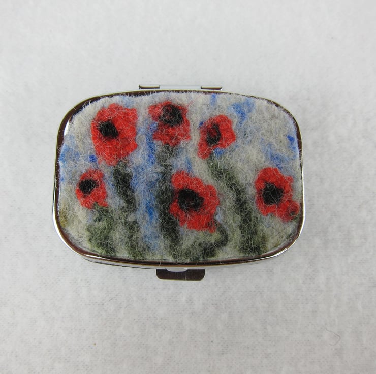 Rectangular pill box or trinket box with hand f... - Folksy