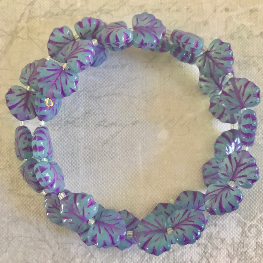 Leaf Beaded Memory Wire Bracelet - Folksy