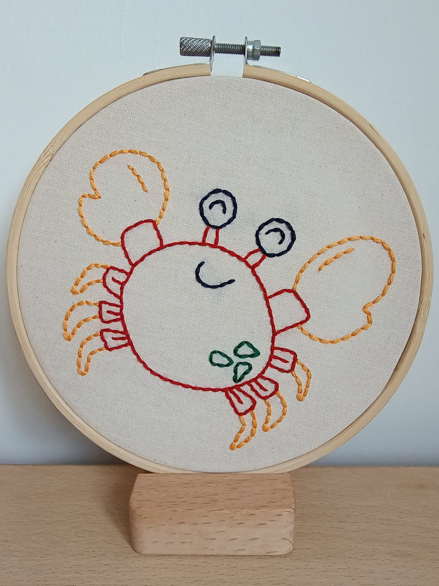 Beginners crab themed embroidery stitching hoop... - Folksy