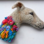 Felted Greyhound Brooch - Folksy