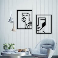 Cubic Faces Wooden Wall Art, Abstract Line Deco... - Folksy