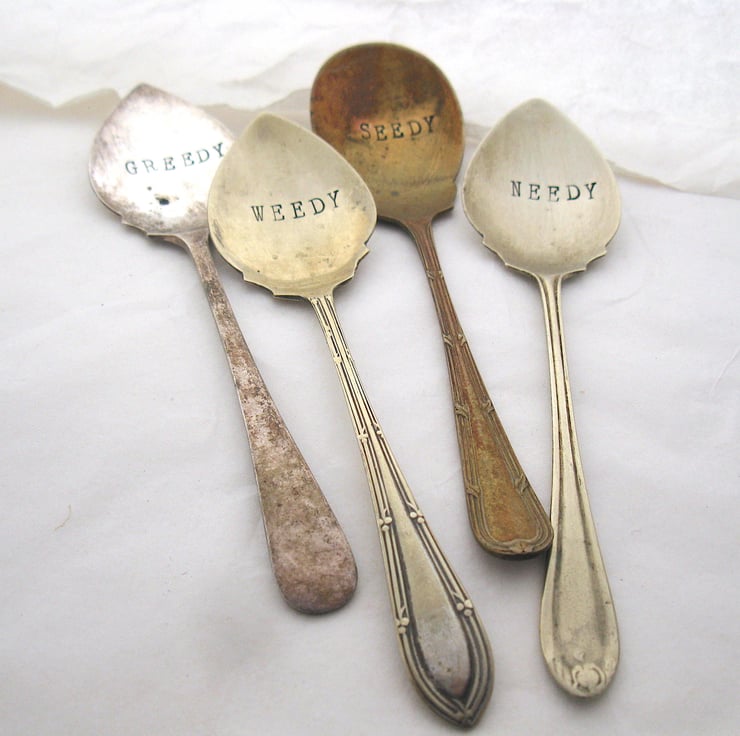 Upcycled spoon plant pot labels, garden humour,... - Folksy
