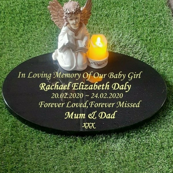 Personalised Granite Memorial Marker Baby Grave... - Folksy