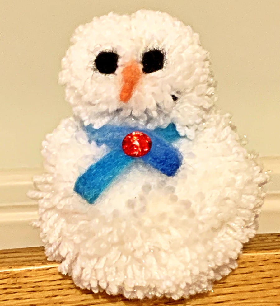 Ooak snowman, Handmade Snowman, Pom Pom snowman... - Folksy