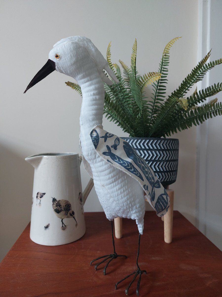 Quirky Wading Bird Fabric Soft Sculpture Orname... - Folksy