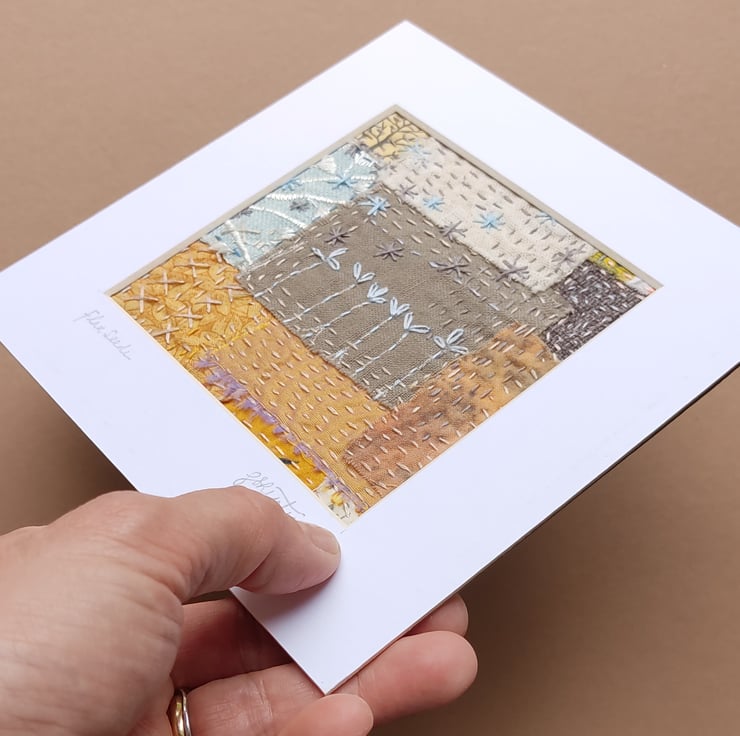 "Flax Seeds" - Square framed fabric c... - Folksy