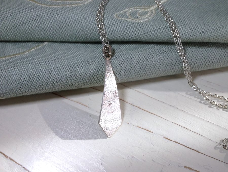 Sterling Silver Triangular Textured Pendant and... - Folksy