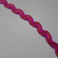 1m Length Ric Rac Trim - 8mm - Metallic - Pink - Folksy