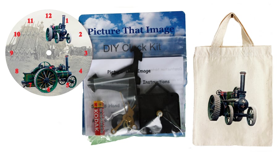 DIY 12cm Clock Kit Gift Set - Traction Engine i... - Folksy