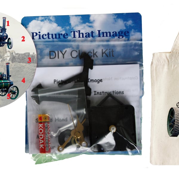 DIY 12cm Clock Kit Gift Set - Traction Engine i... - Folksy
