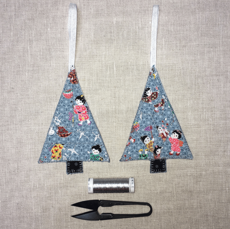 Japanese Fabric Christmas Tree Decorations Silv... - Folksy