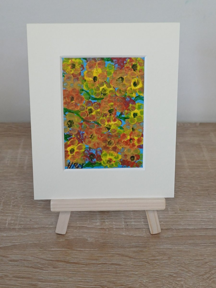 Mini acrylic painting a crowd of flowers cream ... - Folksy