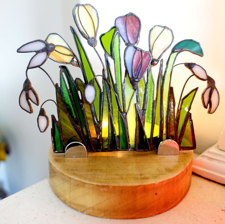Crocus and Snowdrops Stained Glass Suncatcher T... - Folksy