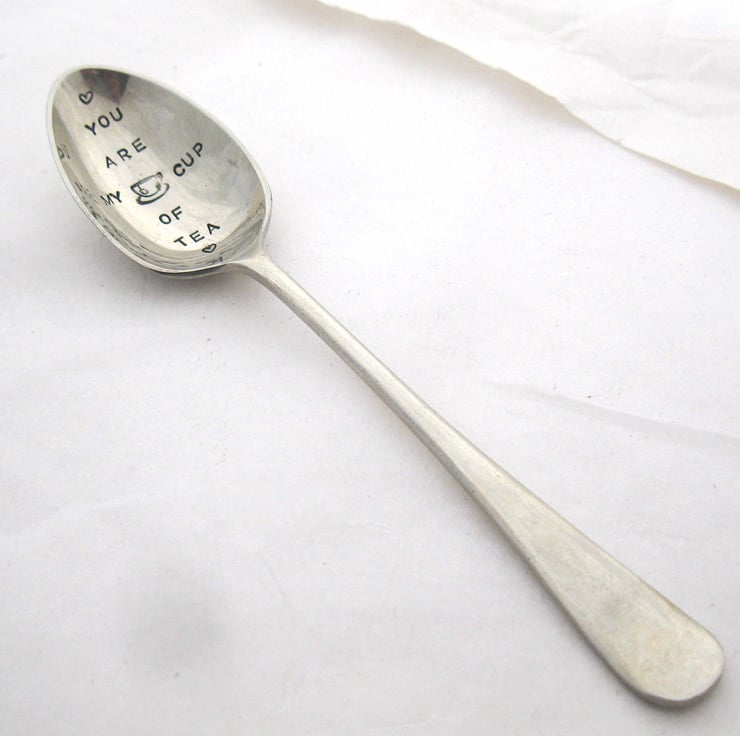 Handstamped Teaspoon, You Are My Cup of Tea, Vi... - Folksy