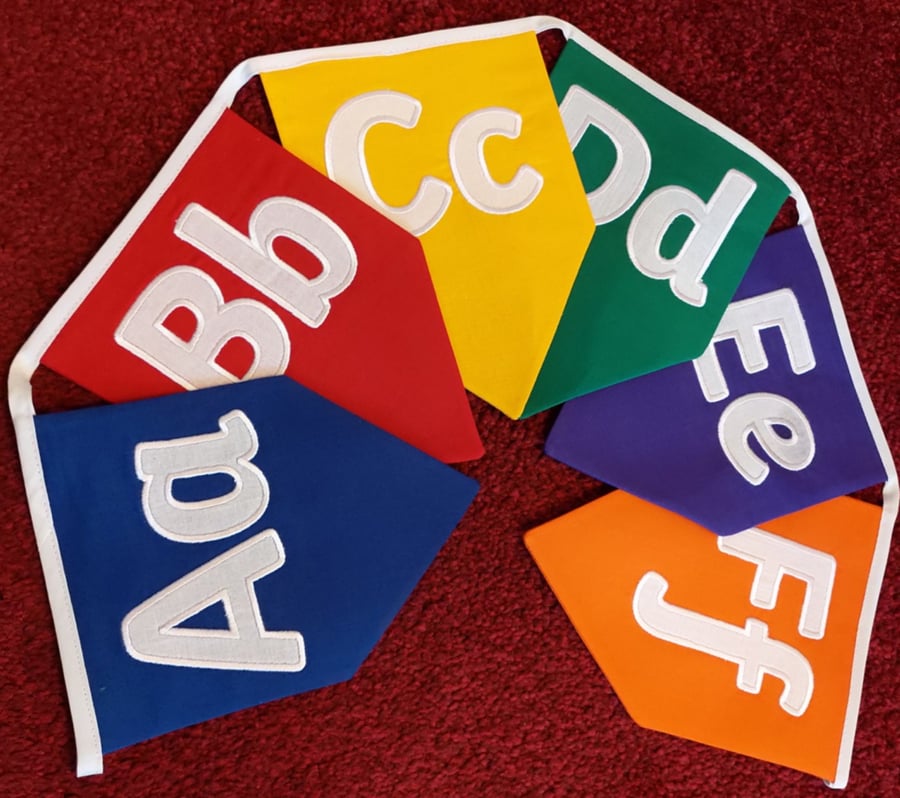 Upper and Lower Case Alphabet Bunting Rainbow F... - Folksy