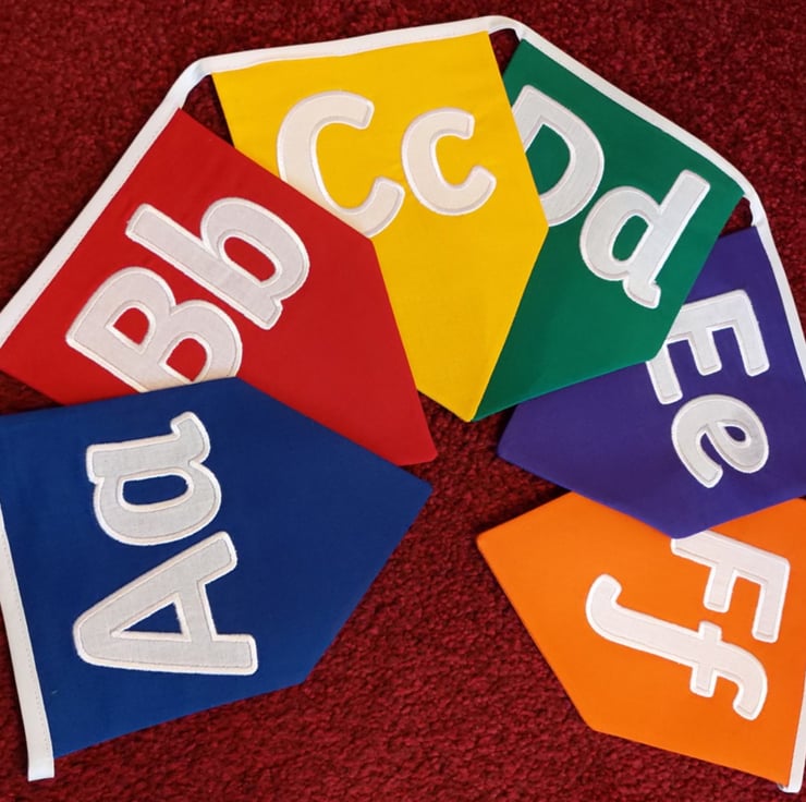 Upper and Lower Case Alphabet Bunting Rainbow F... - Folksy