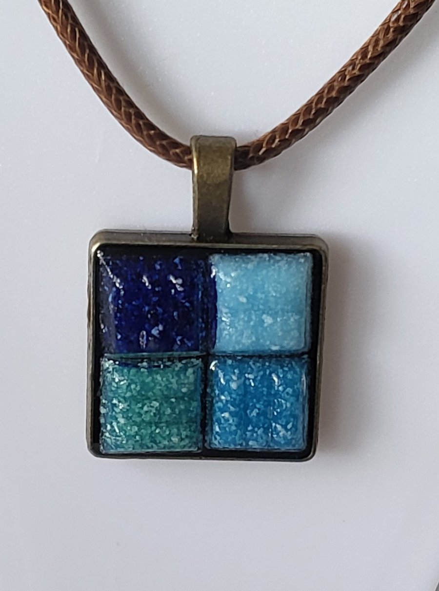 Pendant - Blue Tiled Square - Folksy