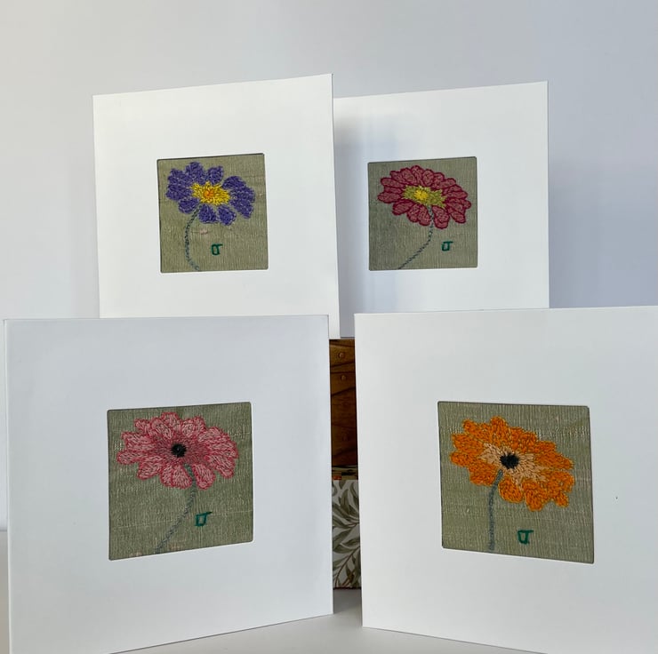 Blank card - hand embroidered ‘Daisy, daisy…No.1’ - Folksy