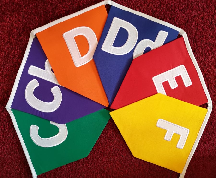 Welsh CAPITALS Alphabet Bunting Rainbow Fabric ... - Folksy