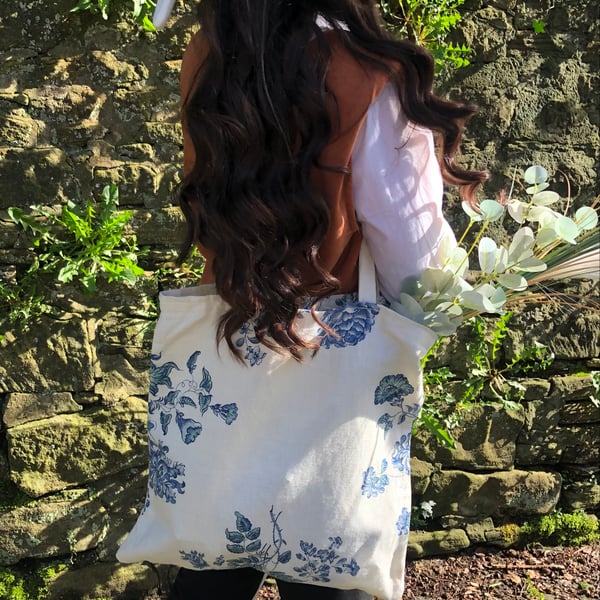 Floral Tote Bag, Flower design, Flower Tote Bag... - Folksy